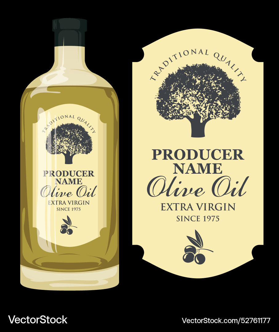 Label for olives or olive oil with tree Royalty Free Vector