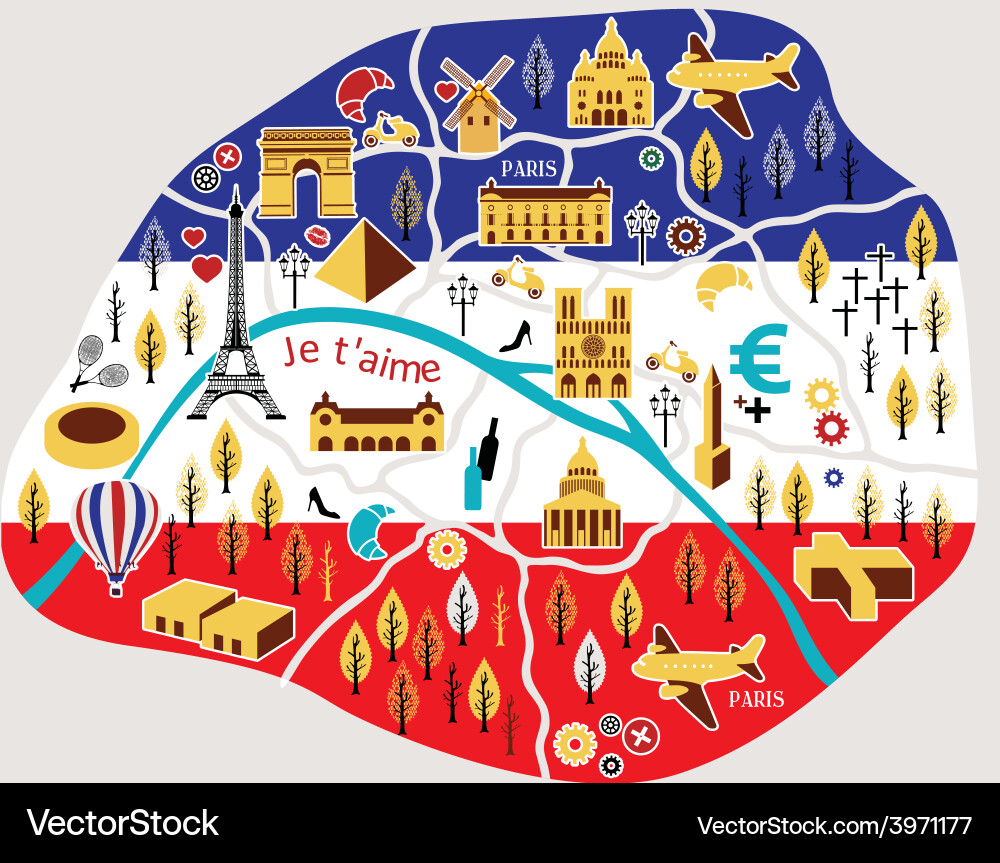 Paris map Royalty Free Vector Image - VectorStock