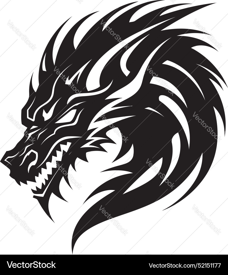 Serpentine guardian dragon head emblem legendary Vector Image
