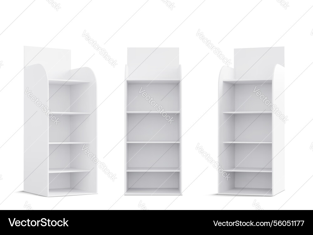 Set of blank white cardboard display racks Vector Image