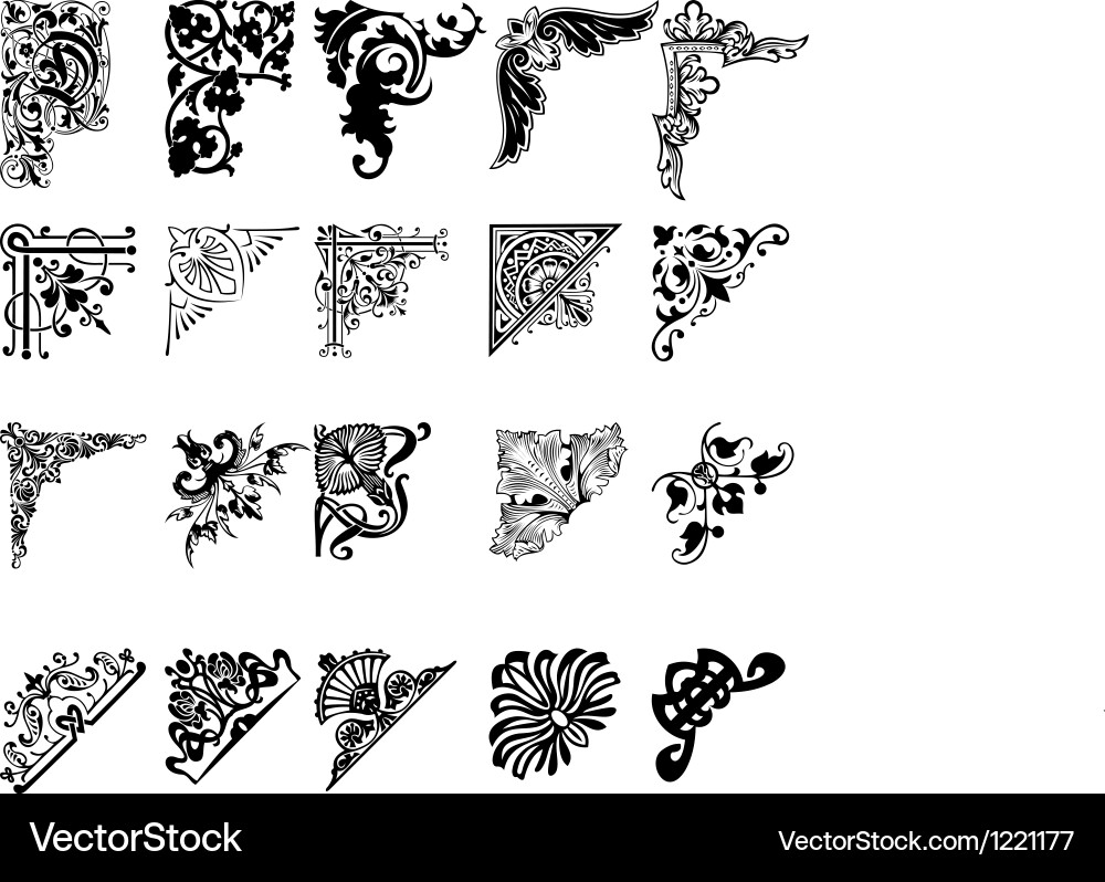 Set of twenty one color corners elements design Vector Image