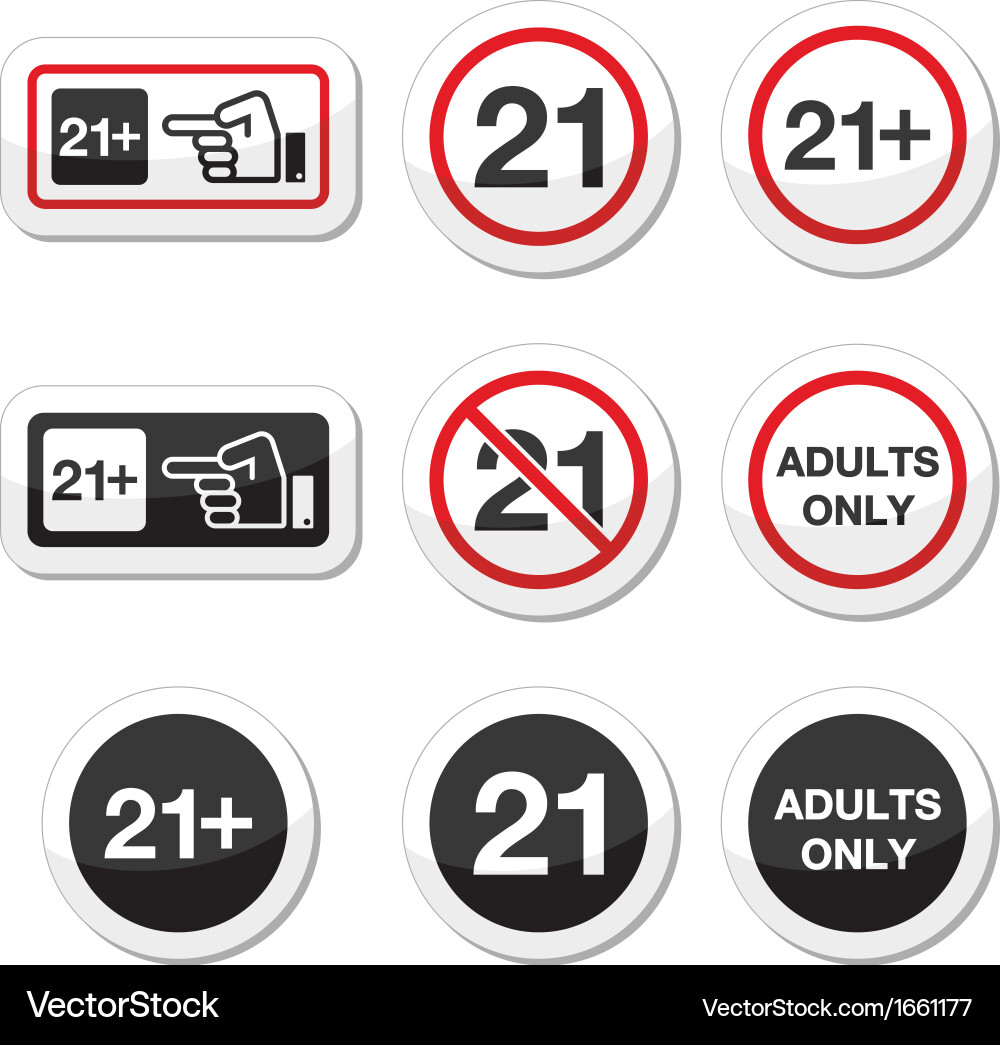 Under 21 adults only warning sign Royalty Free Vector Image