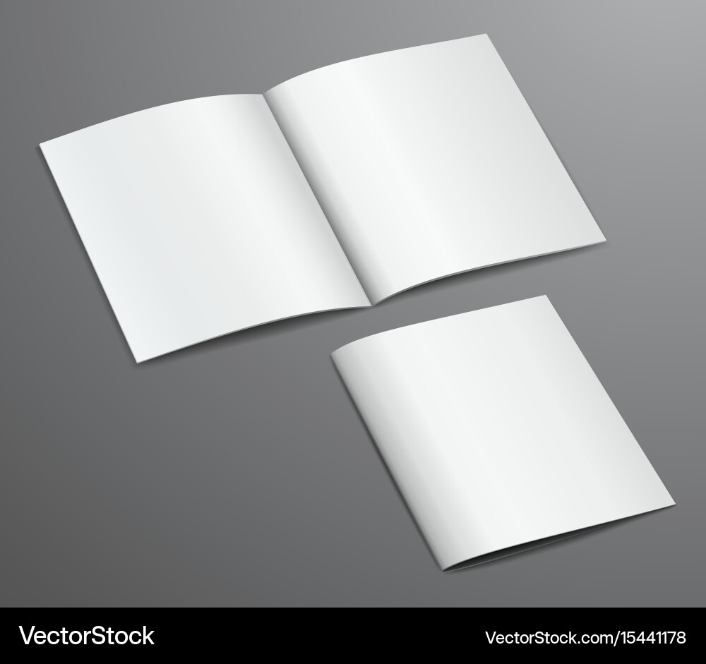 Blank white closed and open brochure magazine Vector Image