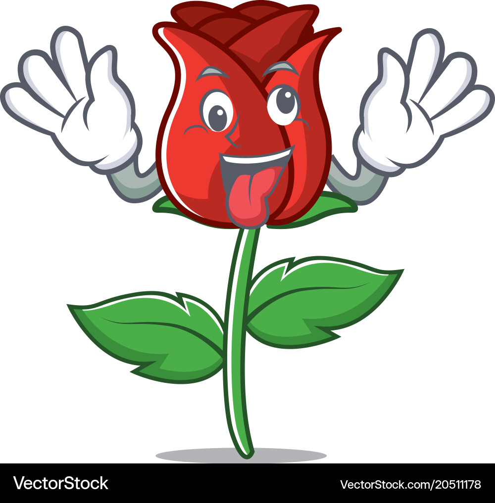 Crazy red rose mascot cartoon Royalty Free Vector Image
