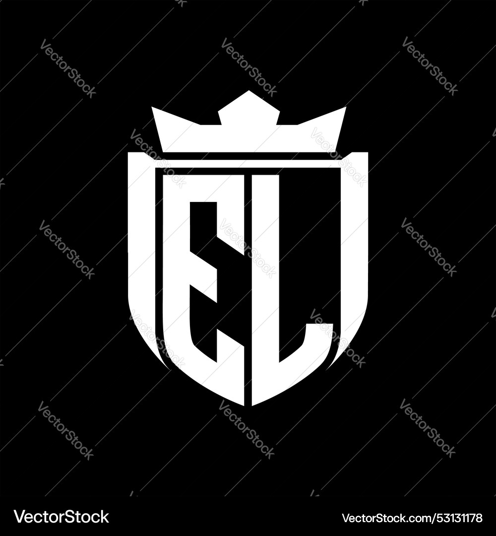 El letter logo shield shape inside badge Vector Image