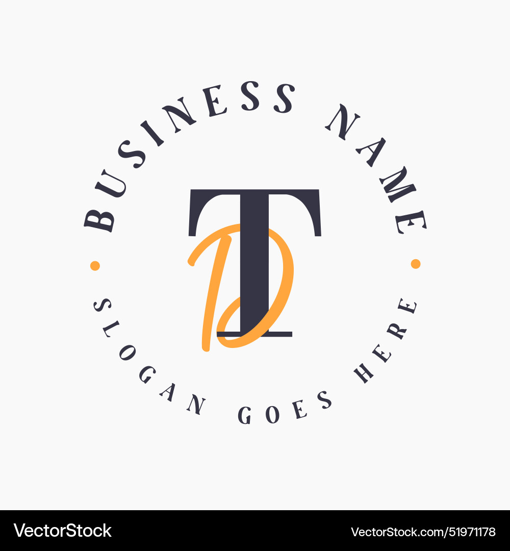 Elegant letter td initials logo for corporate Vector Image