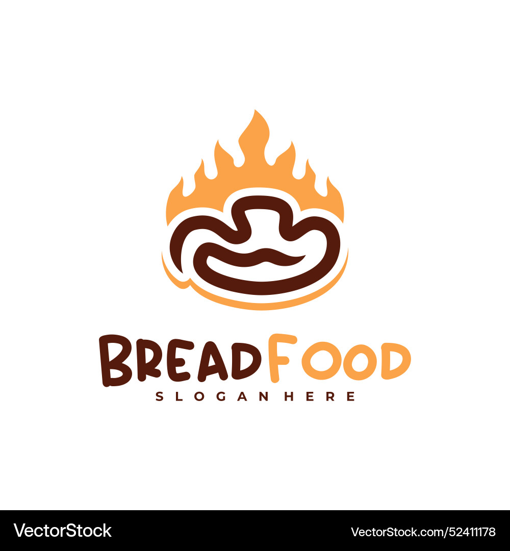 Fire bread logo template creative hot Royalty Free Vector