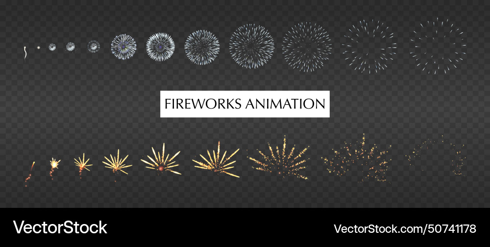 Firework animation transparent set Royalty Free Vector Image
