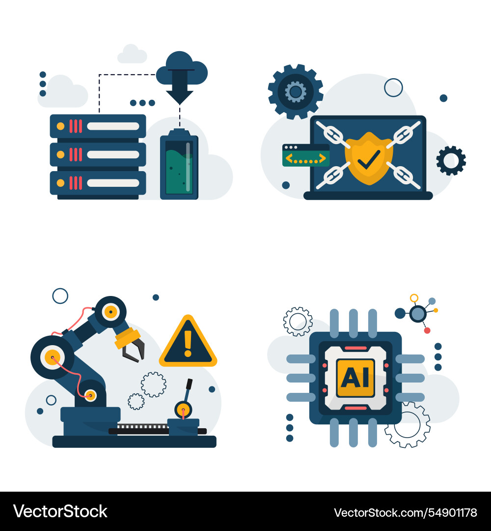 Hand drawn flat semiconductor mini composition Vector Image