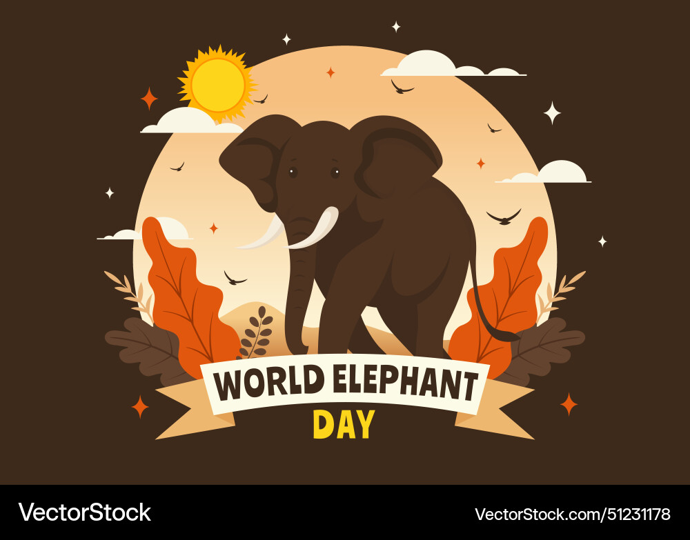 Happy world elephant day on 12 august with Vector Image