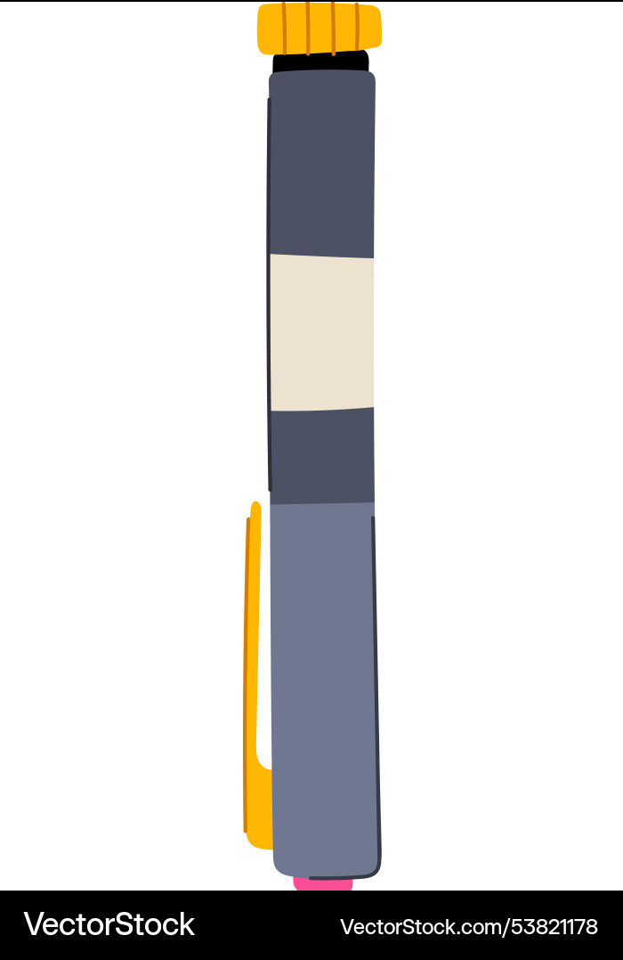 Needle insulin pen cartoon Royalty Free Vector Image