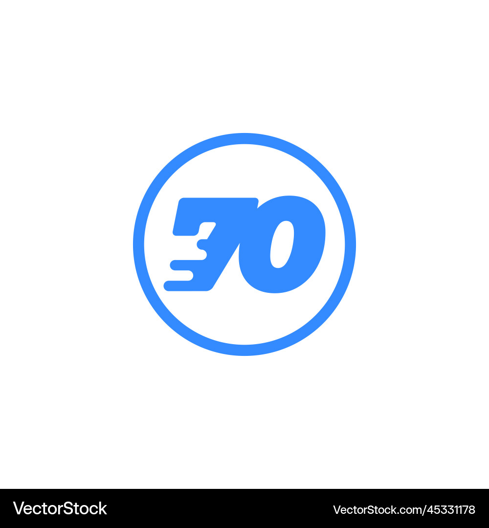 Number 70 speed modern icon logo Royalty Free Vector Image