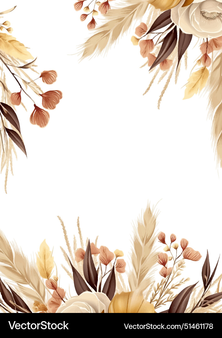 Rustic floral frame border for invitation Vector Image