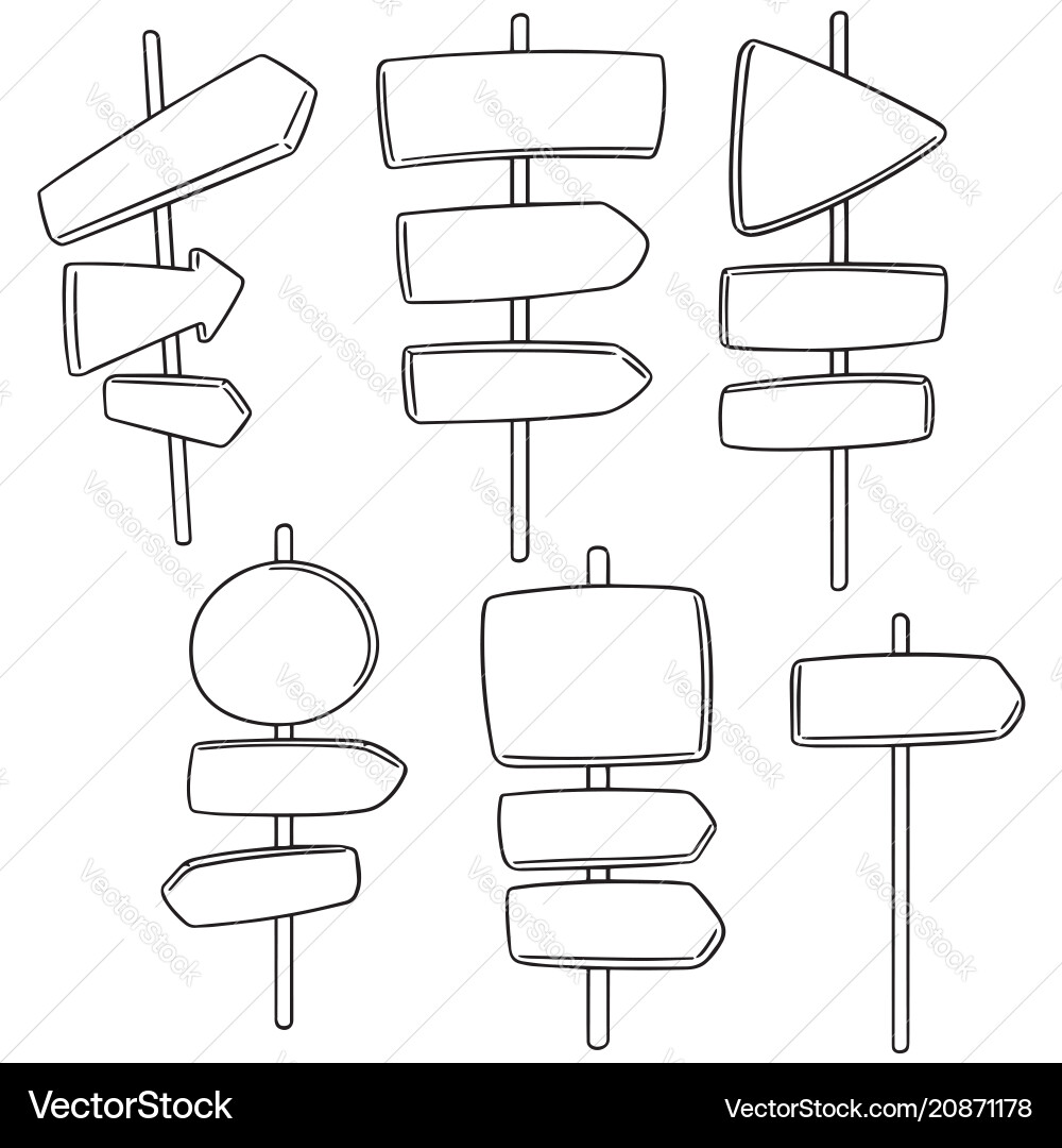 Set of direction post Royalty Free Vector Image