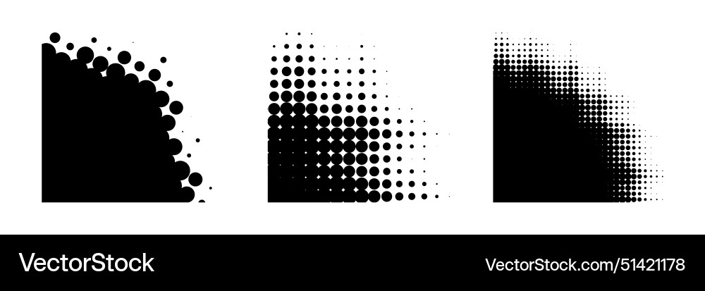 Set of halftone corner frames Royalty Free Vector Image