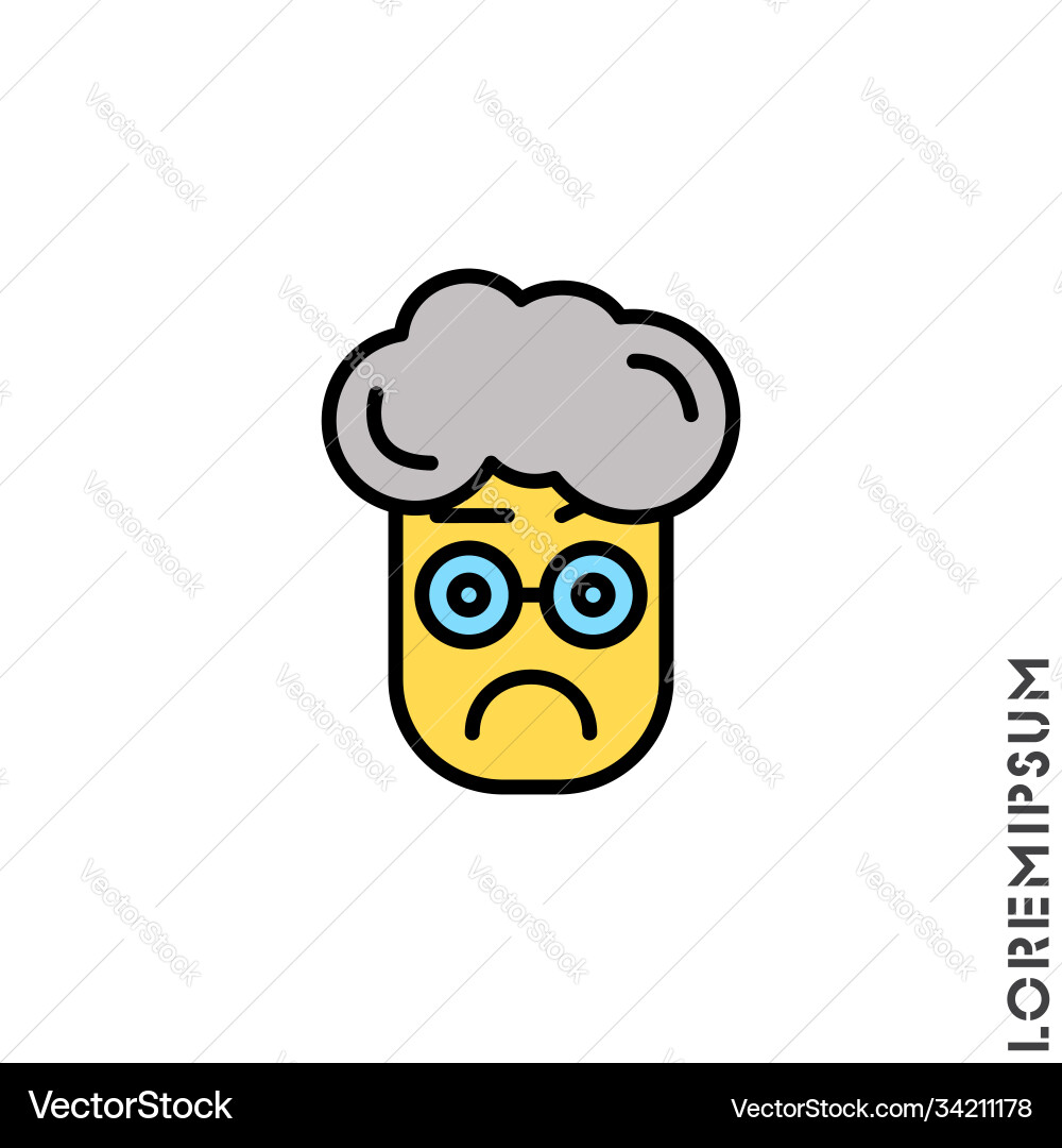 Thinking face emoji yellow boy man icon style Vector Image