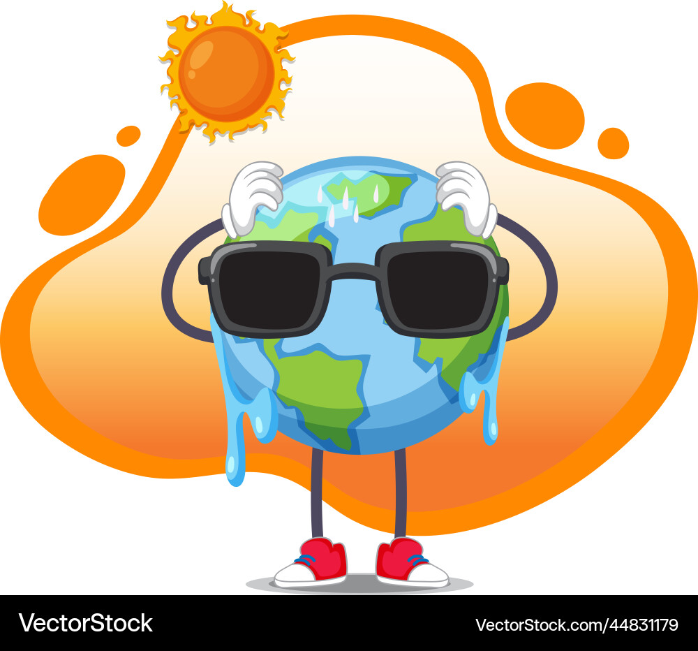 A melting earth cartoon character Royalty Free Vector Image