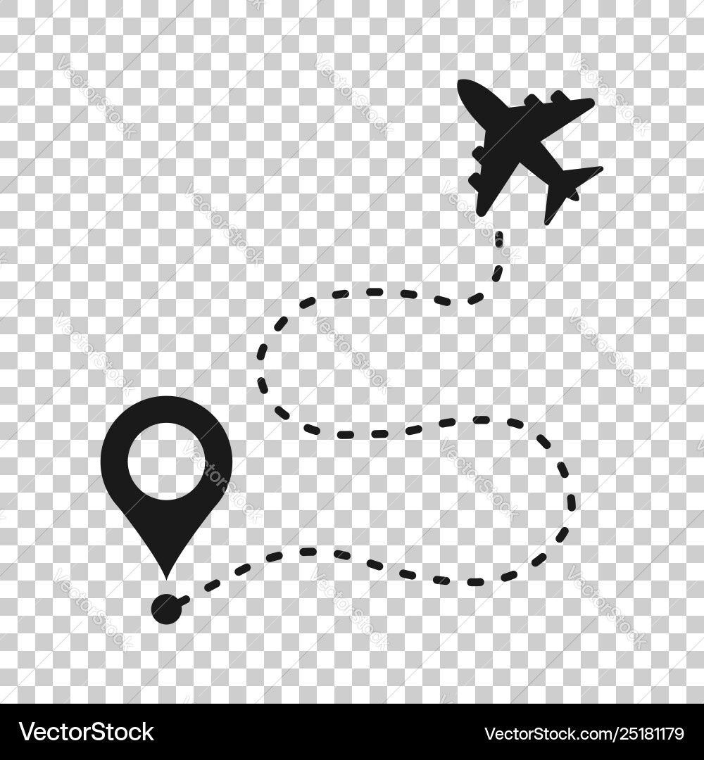 Airplane flight route icon in transparent style Vector Image