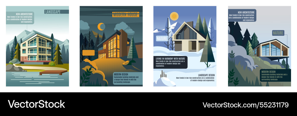 Architecture posters house building modern estate Vector Image