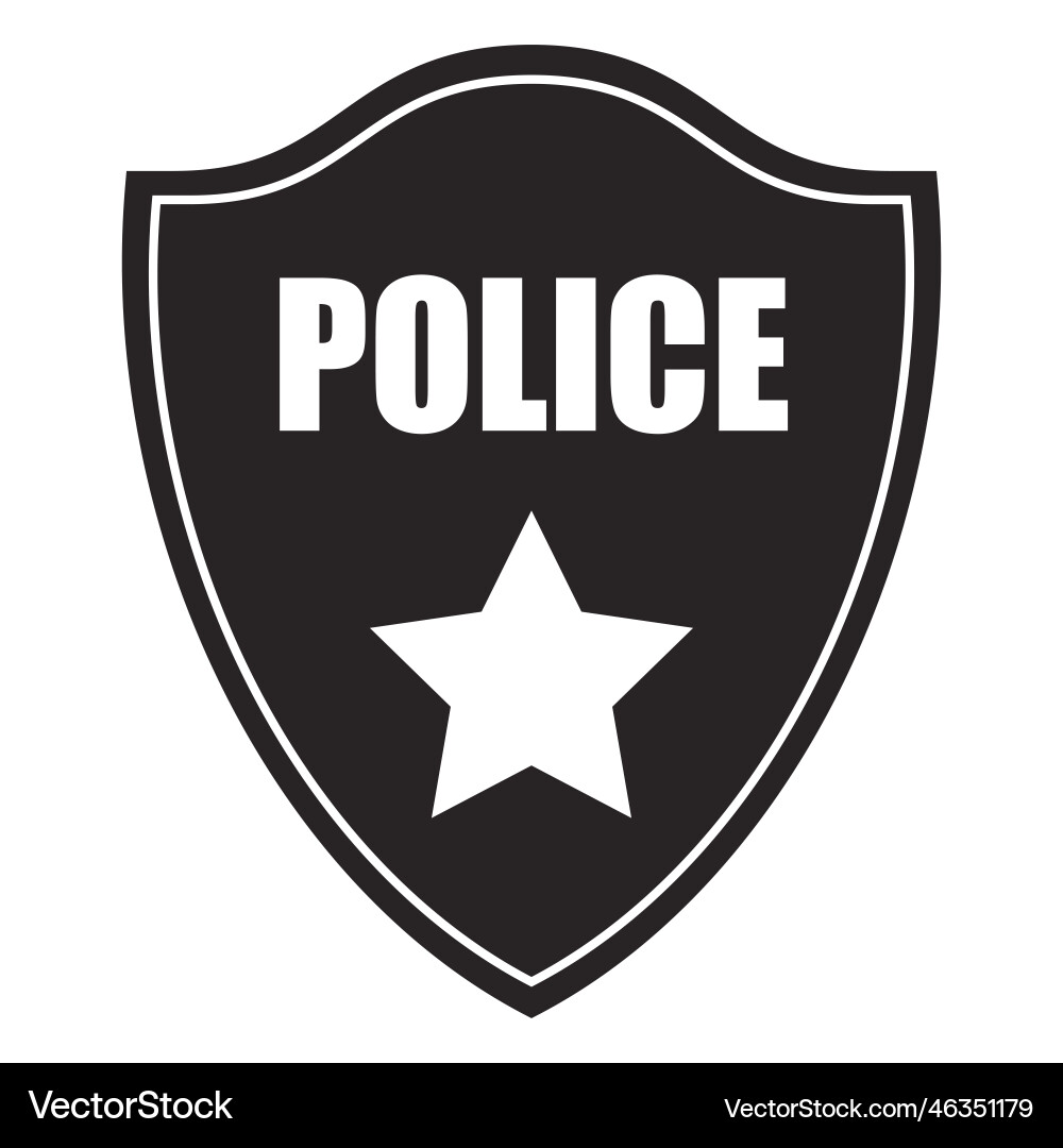 Badge police star silhouette Royalty Free Vector Image