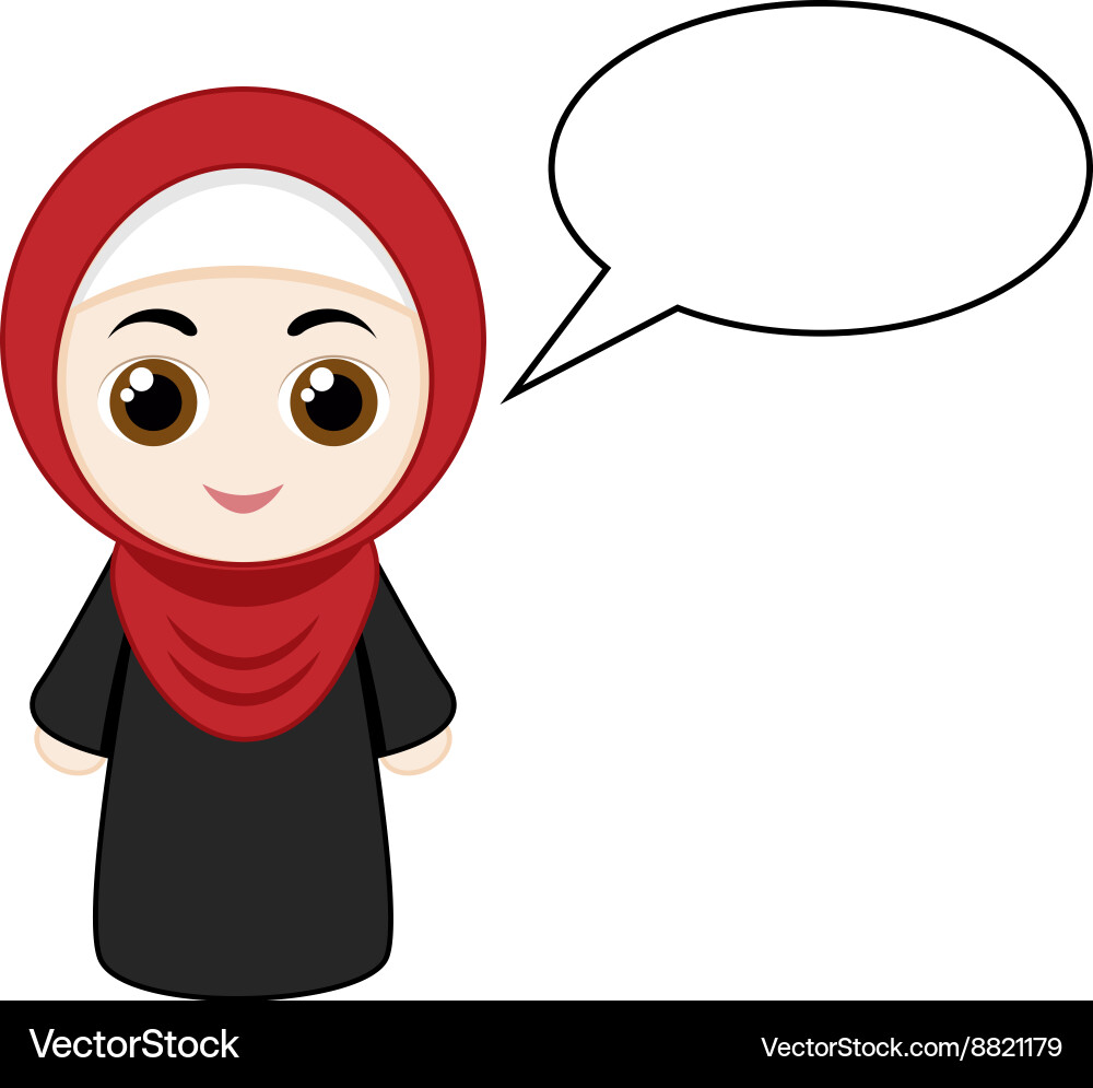 Cartoon girl with hijab Royalty Free Vector Image