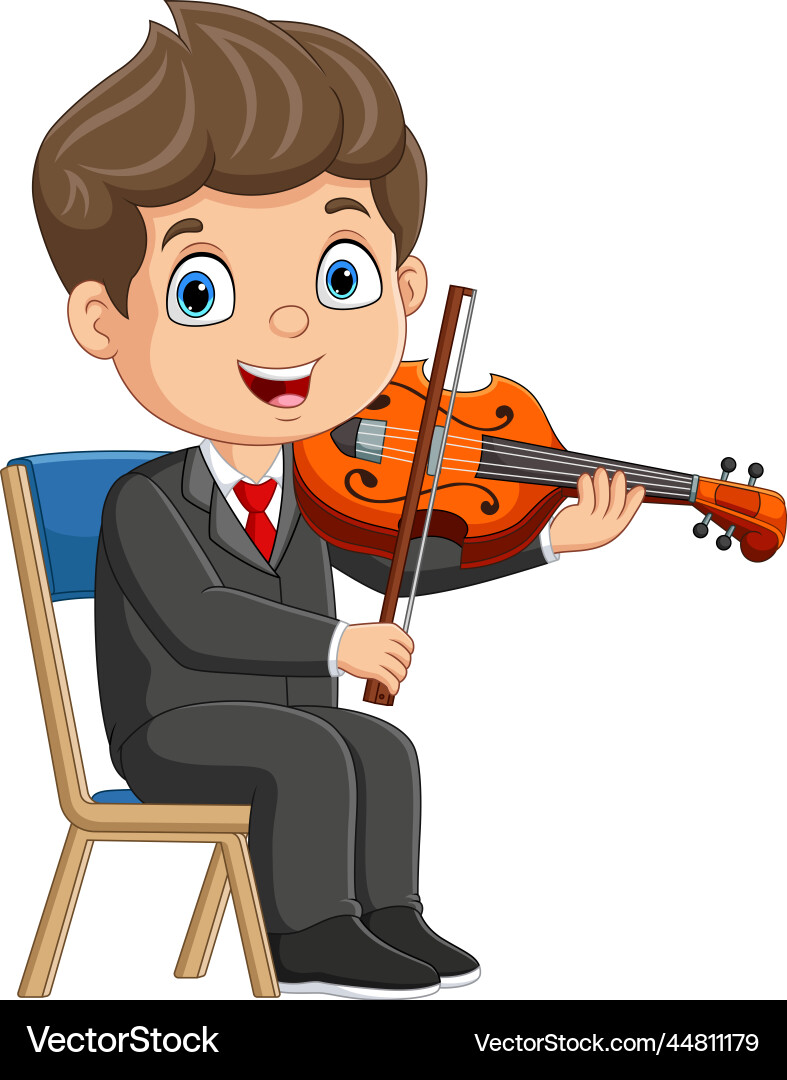 Cartoon little boy playing a violin Royalty Free Vector