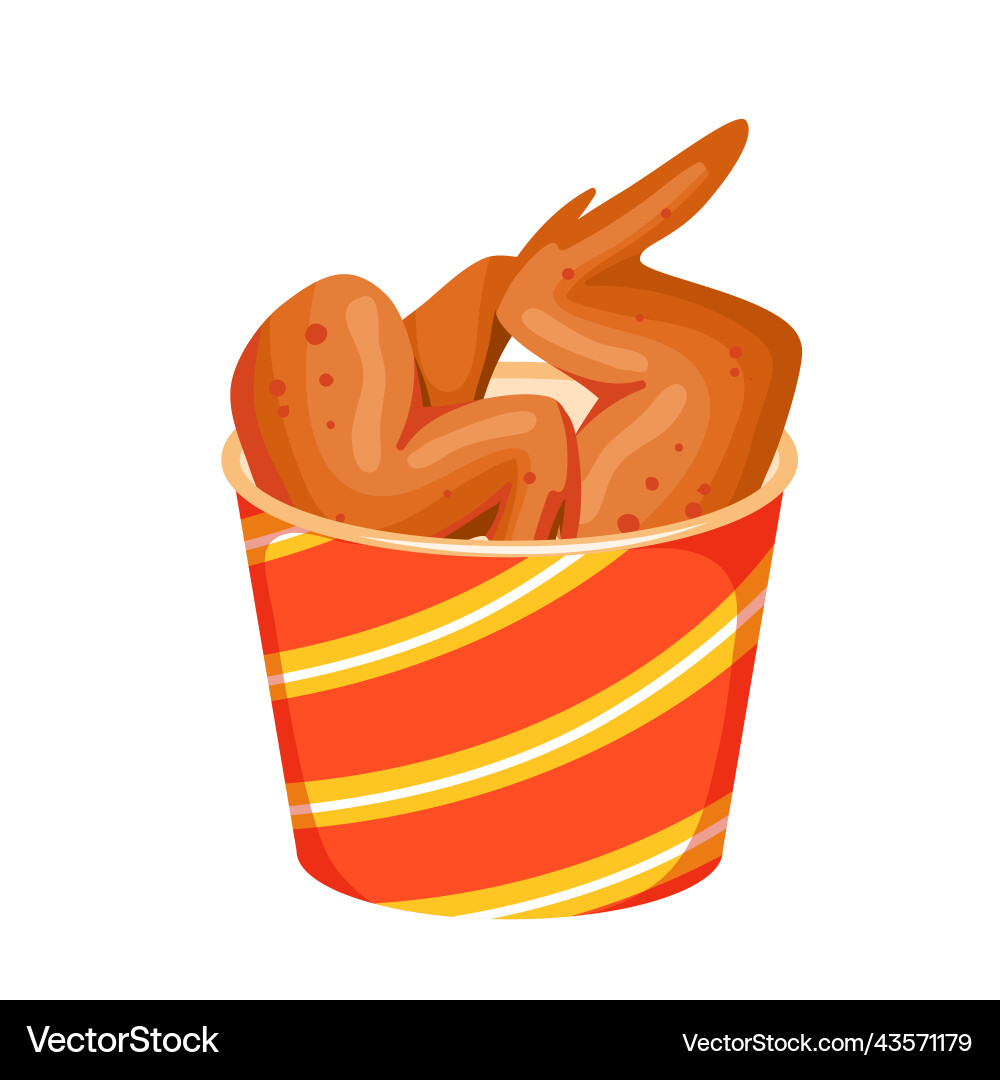 Crispy Fried Chicken Flügel in Bucket Lizenzfreier Vektor