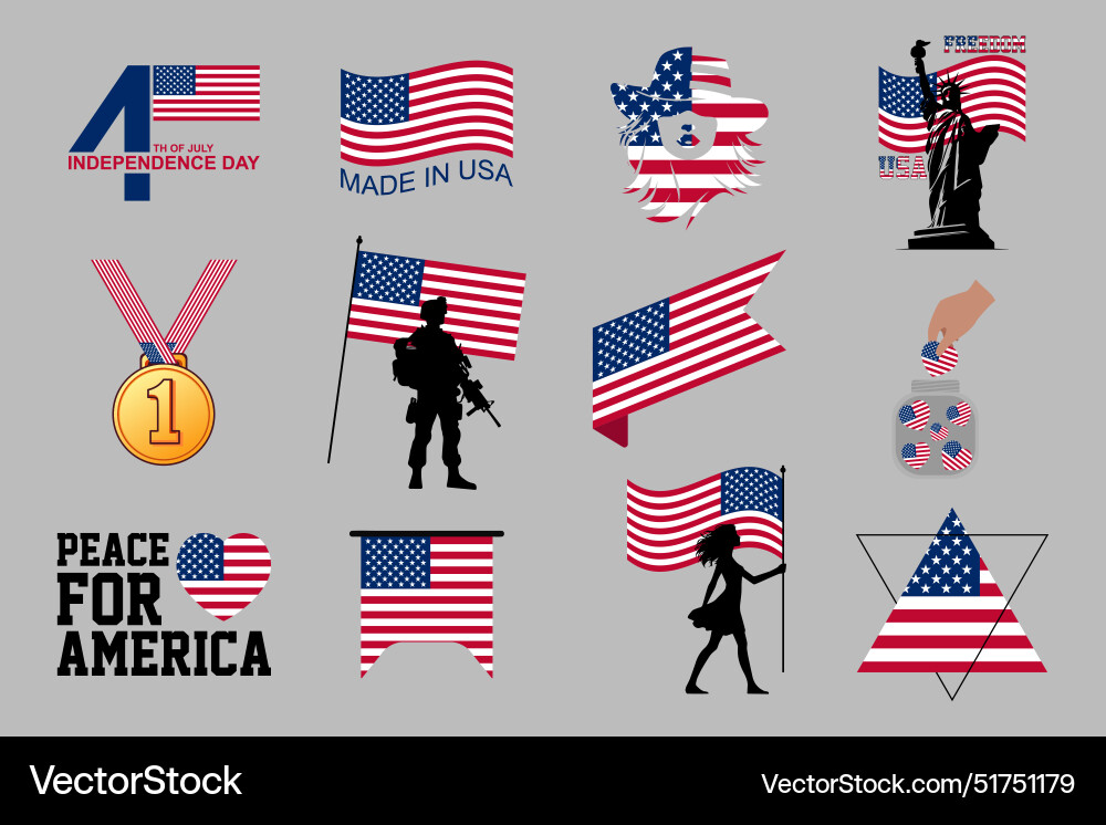 Flag of usa set Royalty Free Vector Image - VectorStock