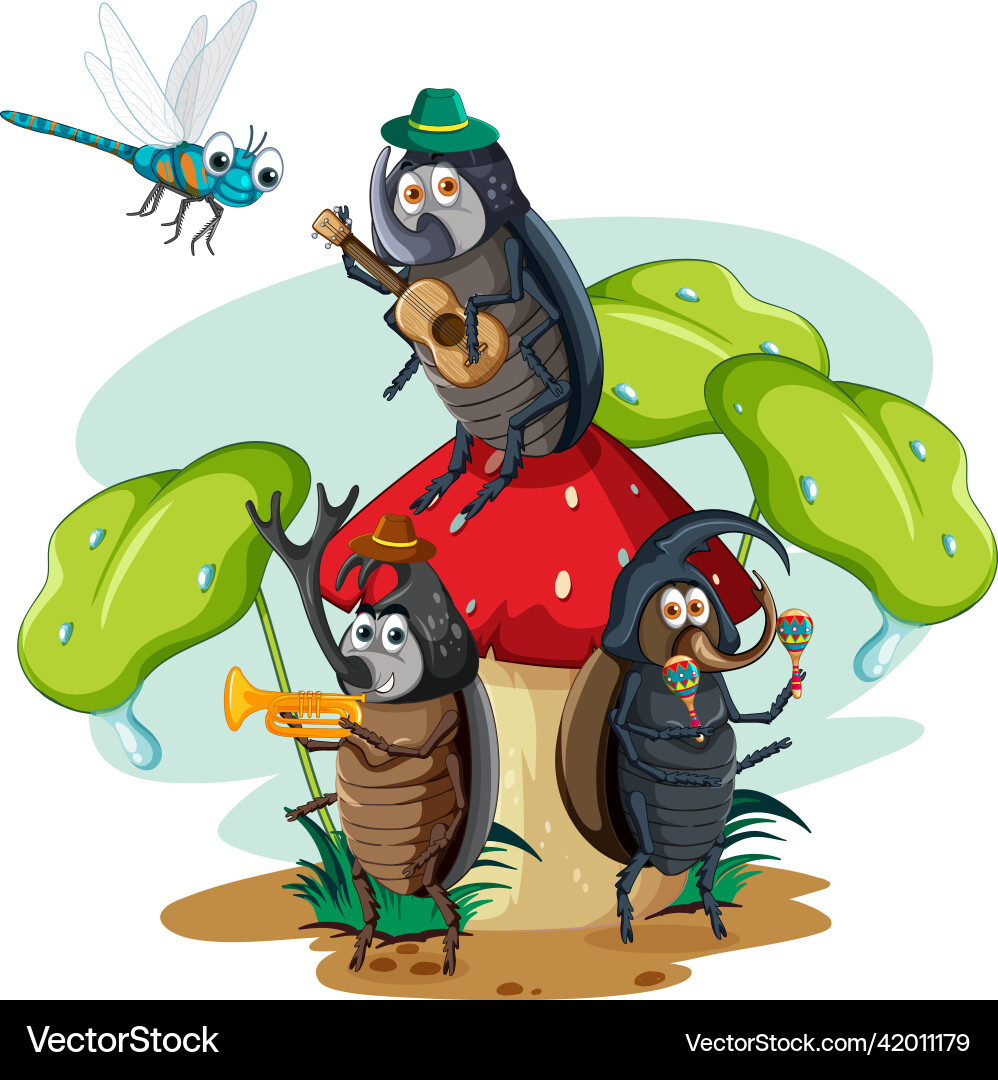 Group of beetles cartoon character Royalty Free Vector Image