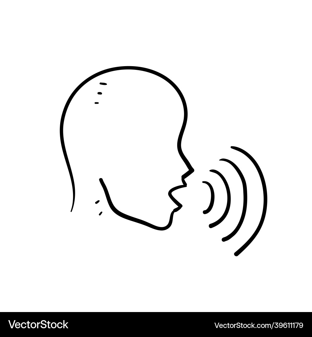 Hand drawn doodle human voice symbol Royalty Free Vector