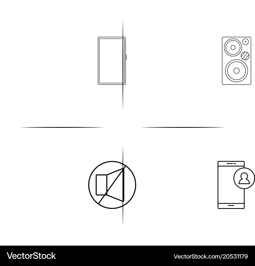 Music simple linear icons set outlined Royalty Free Vector