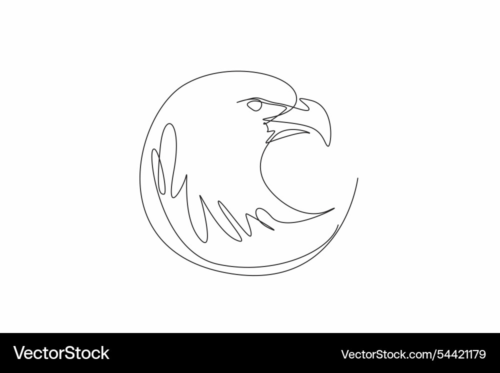 One single line drawing of rounded elegant eagle Vector Image