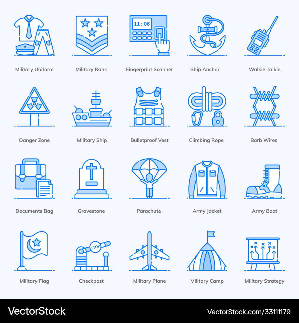 Pack army flat icons Royalty Free Vector Image