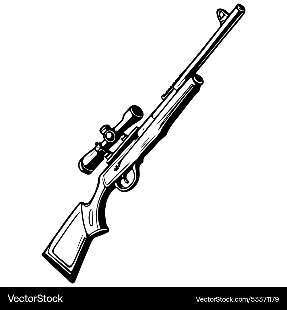 Rifle drawing black line isolated Royalty Free Vector Image