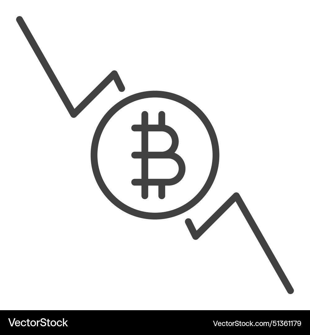 Rising bitcoin blockchain technology linear icon Vector Image
