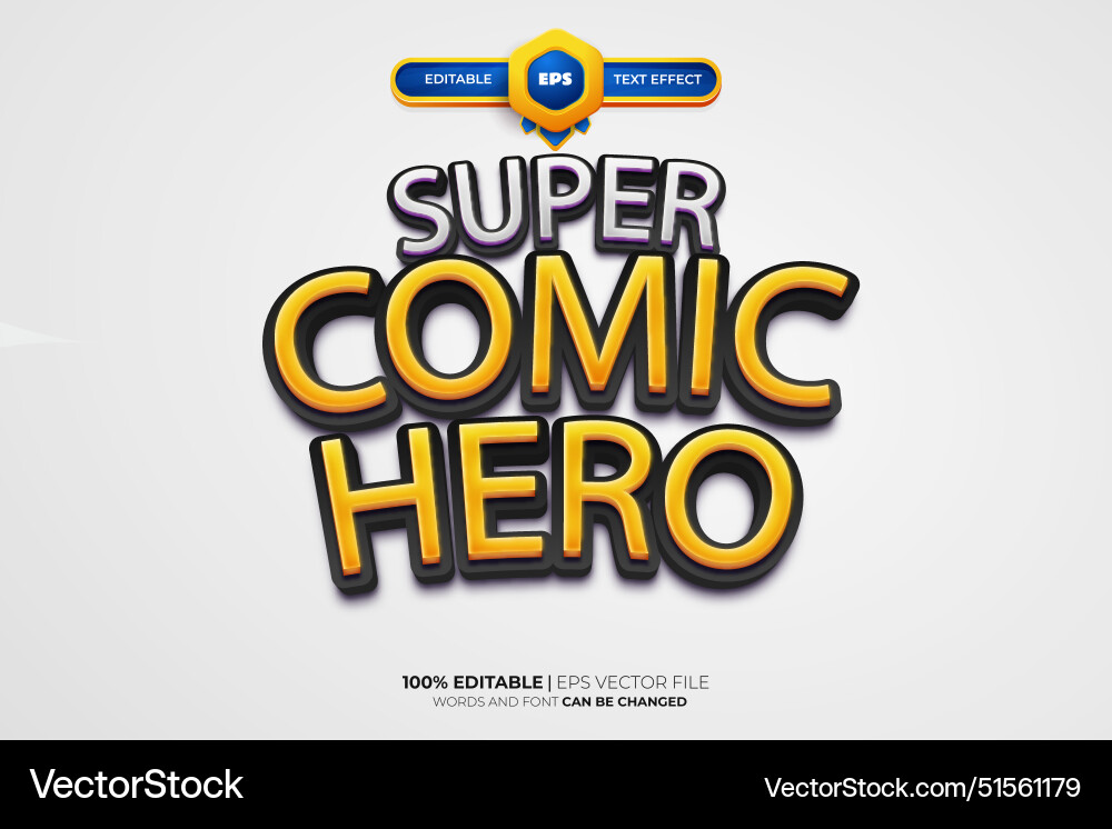 Super comic hero editable text effect style Vector Image