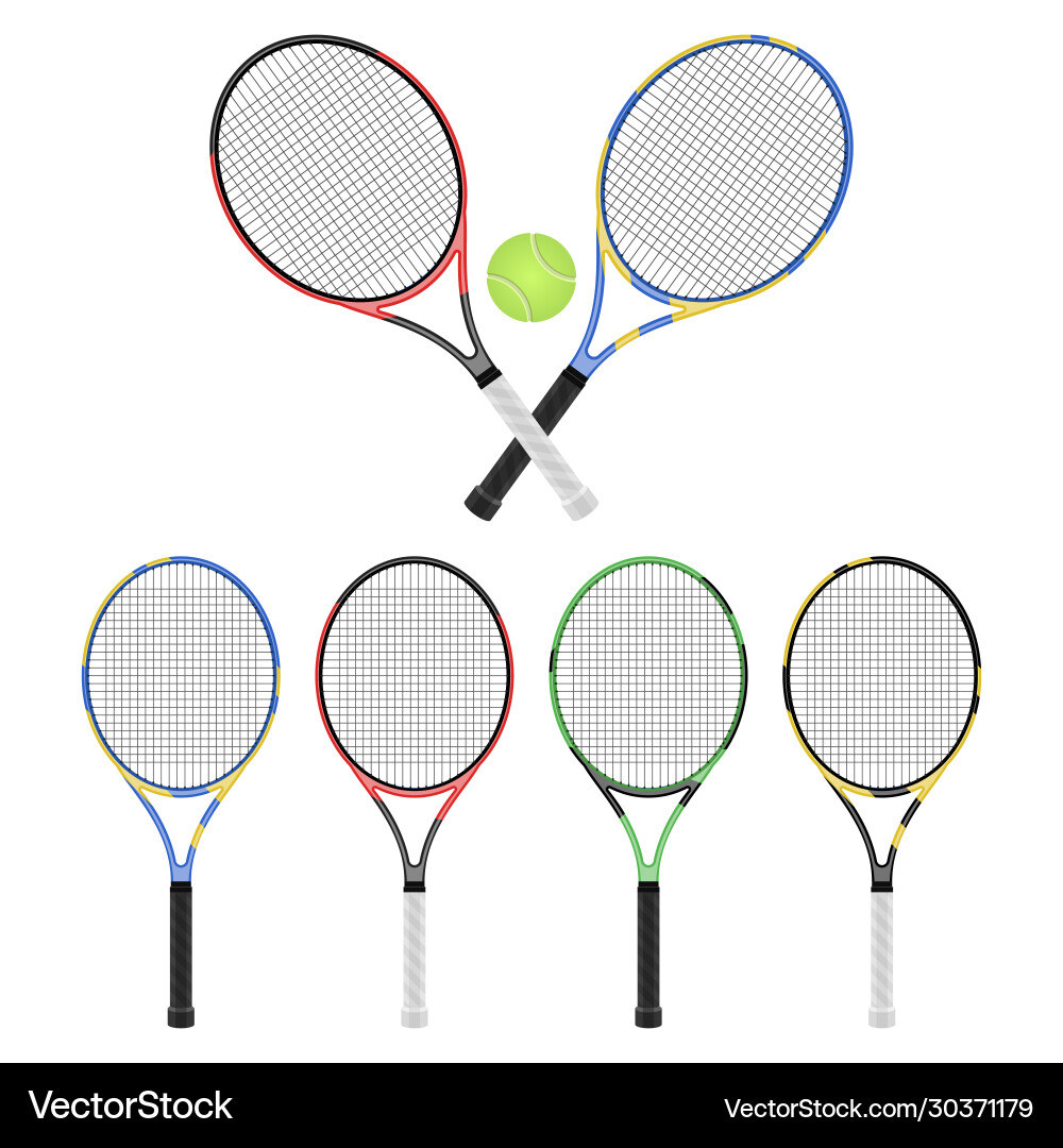 Tennis racket set Royalty Free Vector Image - VectorStock