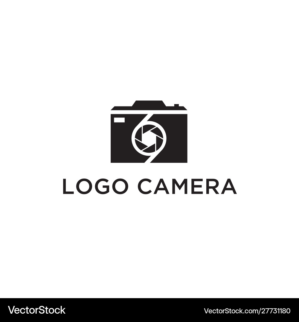 Camera logo design modern unique black Royalty Free Vector