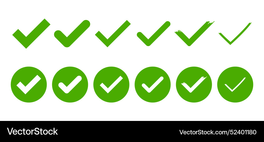 Check mark icon and approval symbol Royalty Free Vector