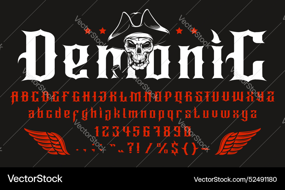 Devil font demon typeface horror type letters Vector Image