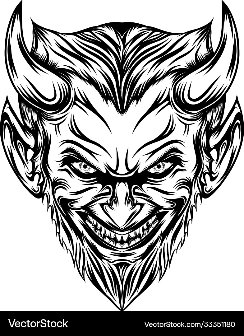 Devil head with long beard and scare smile Vector Image