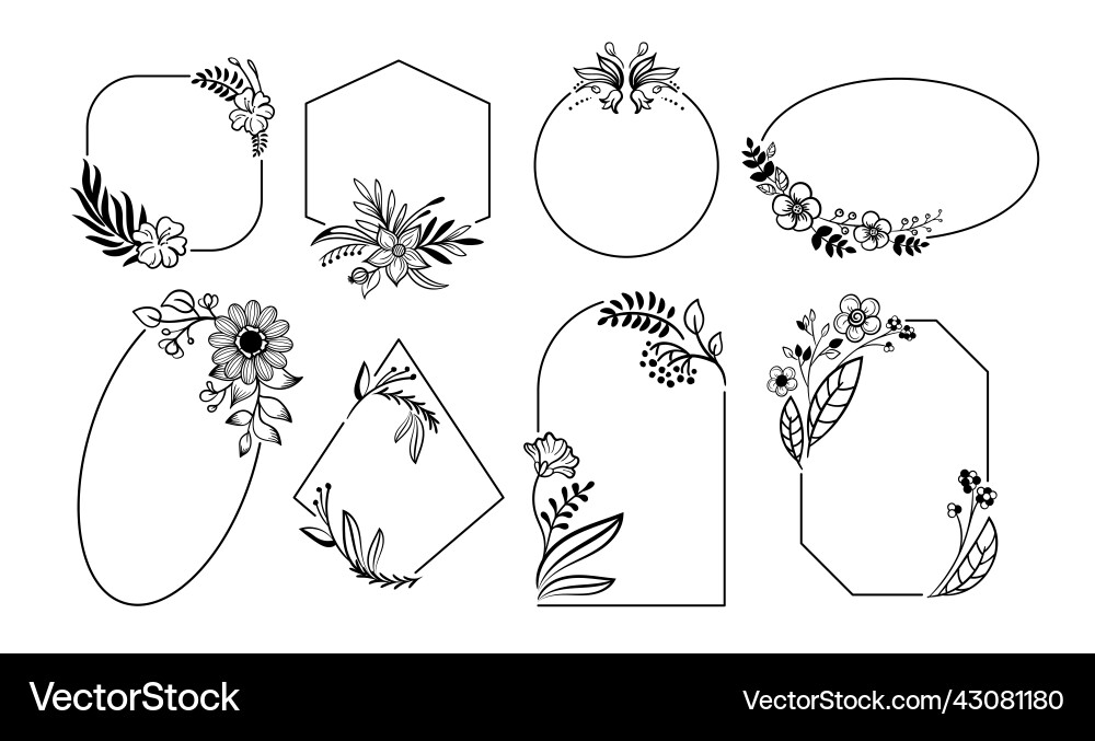 Floral frames flower wreaths and circle borders Vector Image