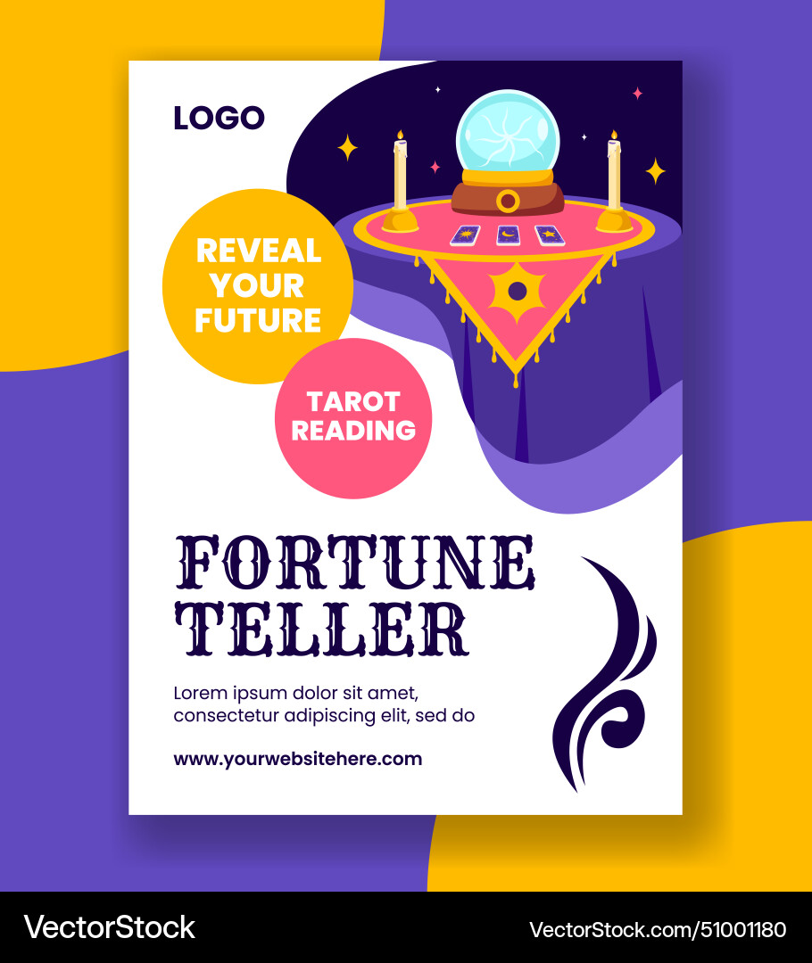 Fortune teller vertical poster flat cartoon hand Vector Image
