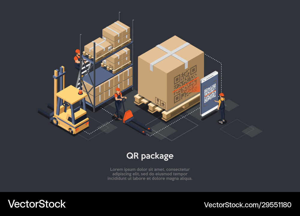 Isometric concept of warehouse logistic delivery Vector Image