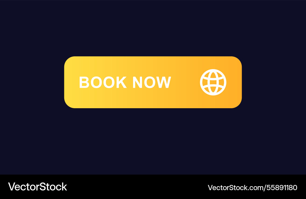 Online booking button with globe symbol Royalty Free Vector