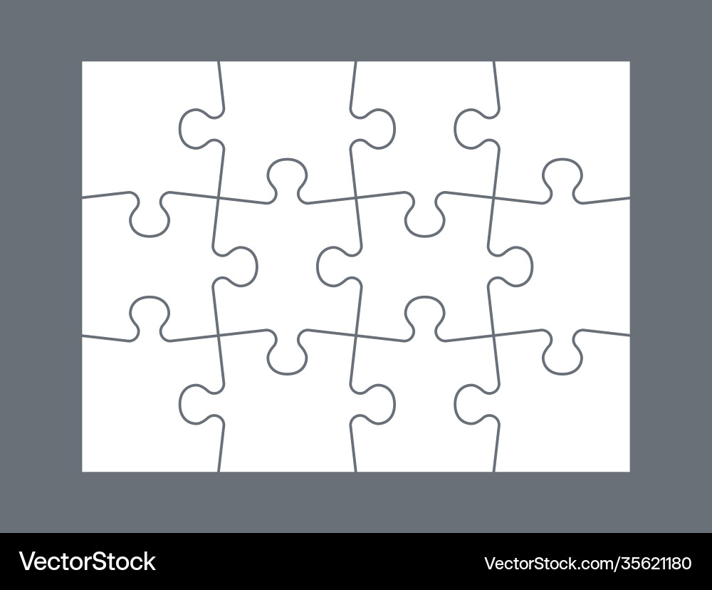 Parts puzzle white jigsaw calligraphic template Vector Image