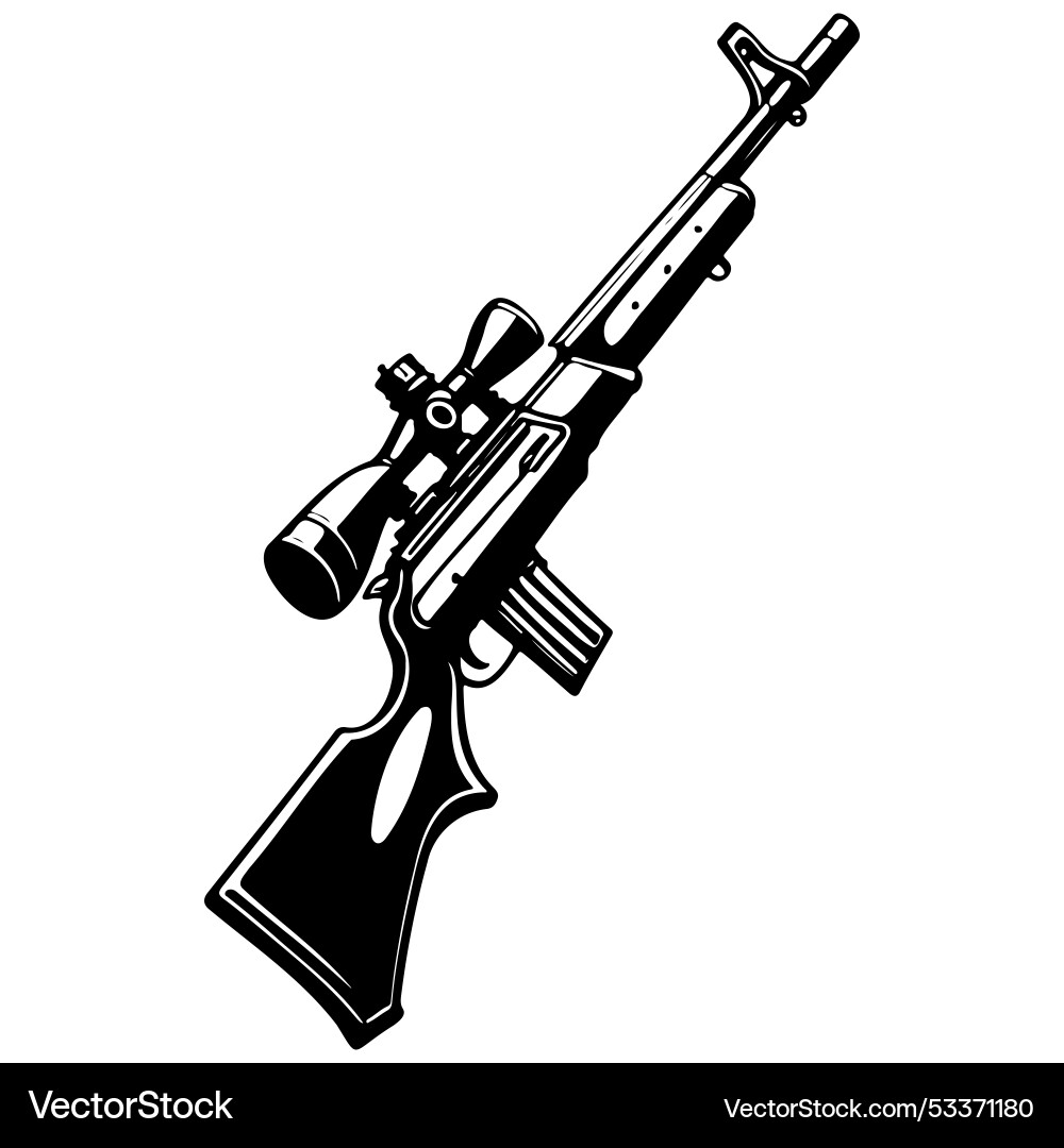 Rifle drawing vintage line image Royalty Free Vector Image