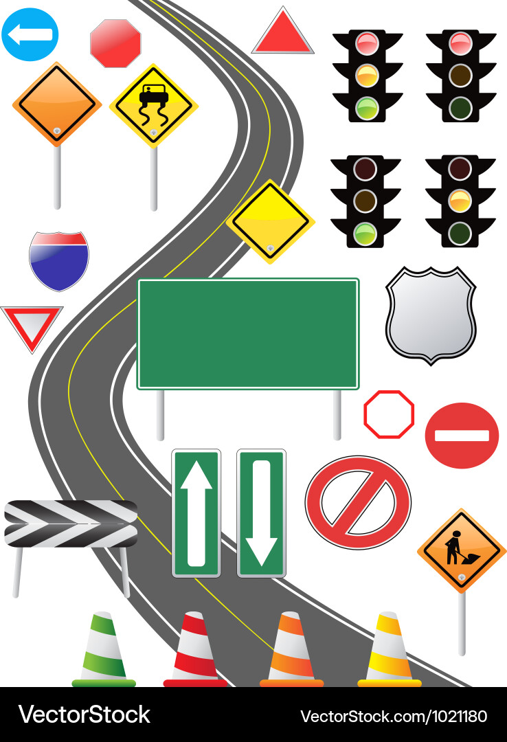 Traffic Sign Collection Icon Royalty Free Vector Image