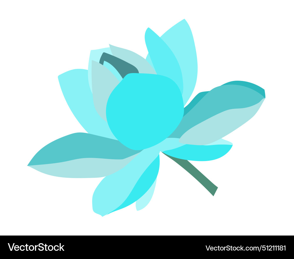 Abstract blue lotus head in flat design blooming Vector Image