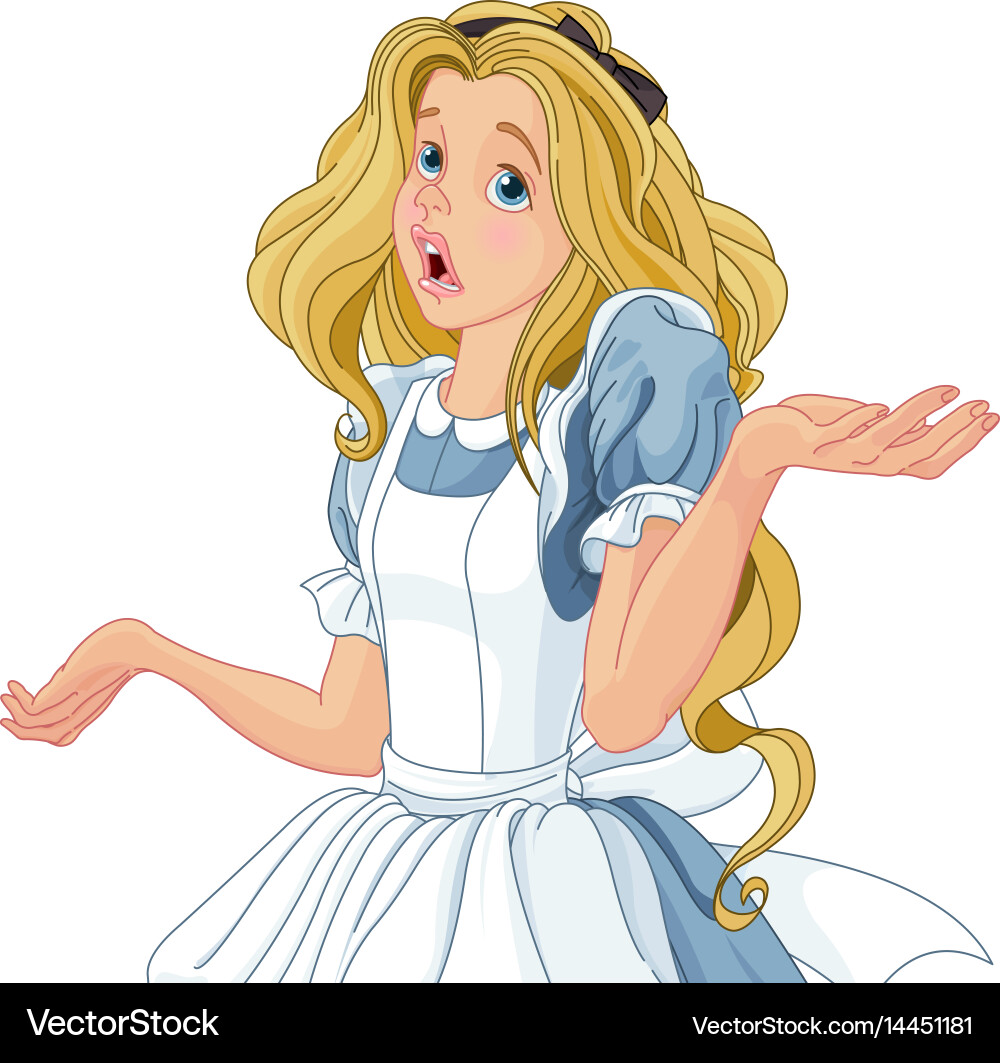 Alice extremely confused Royalty Free Vector Image